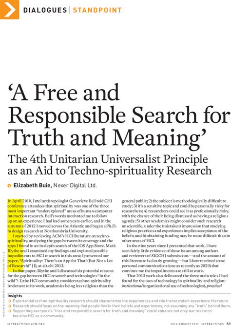 A Free And Responsible Search For Truth And Meaning The 4th Unitarian Universalist Principle
