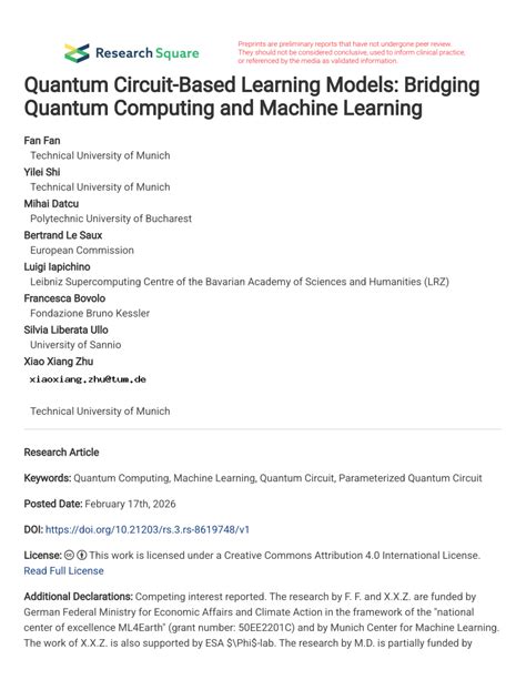 Pdf Quantum Circuit Based Learning Models Bridging Quantum Computing