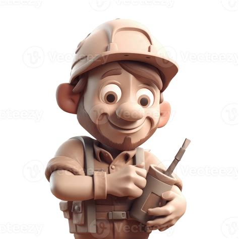 Linda Icono 3d Constructor Hombre O En Profesional Uniforme Casco Y