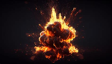 Premium Ai Image Fire Blast On Solid Black Background Overlay