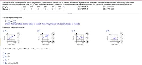 Solved Find The Equation Of The Regression Line For The
