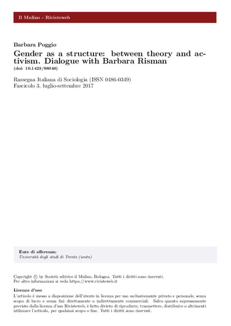 Pdf Gender As A Structure Between Theory And Activism Dialogue With
