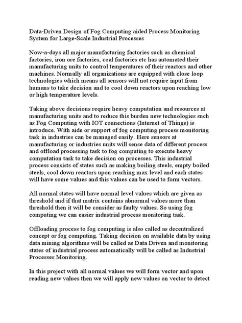 data driven design of fog computing aided process monitoring system for large scale industrial