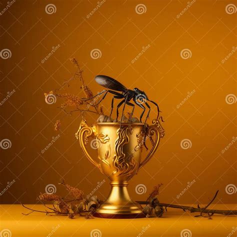 A Bug Is Sitting On Top Of A Golden Trophy Stock Illustration
