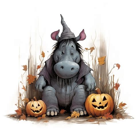 Premium Ai Image Illustration Of Halloween Themed Eeyore From Winnie The Pooh Digital