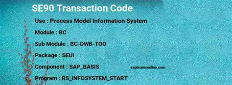 Se90 Sap Tcode For Process Model Information System