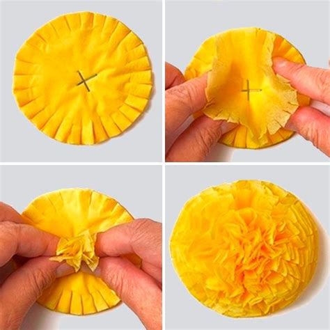 Flores De Cempasuchil En Papel Crepe