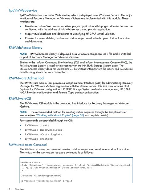 Tpdvmwebservice Hp Recovery Manager Software For Vmware Vsphere