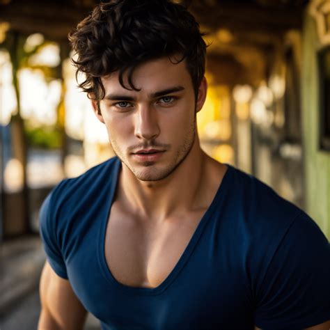 Lexica Hot White Boy Face Blue Ayes Black Hair Muscular Face