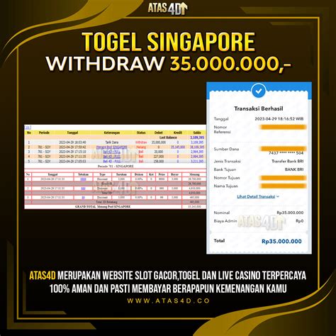Bukti Pembayaran 35juta Jackpot Togel Pasaran Singapore Sgp Atas4d