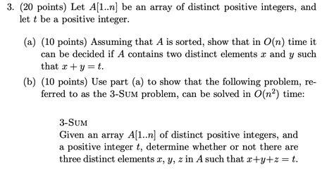 solved 3 20 points let a[1 n] be an array of distinct