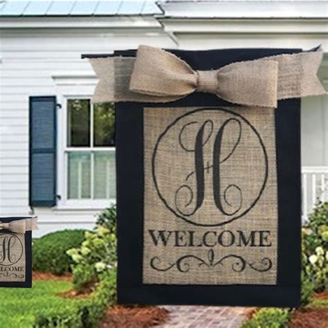 Burlap Yard Flag Etsy
