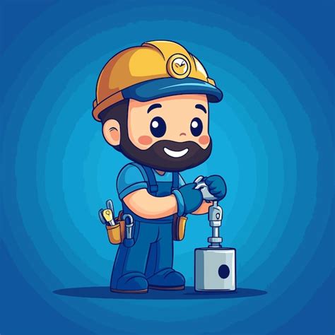 Cute Plumber Fixing Leak Cartoon Vector Icon Premium Ai Generated Vector