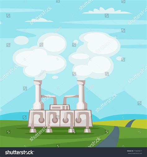 Vector Cartoon Style Illustration Geothermal Power เวกเตอร์สต็อก ปลอด