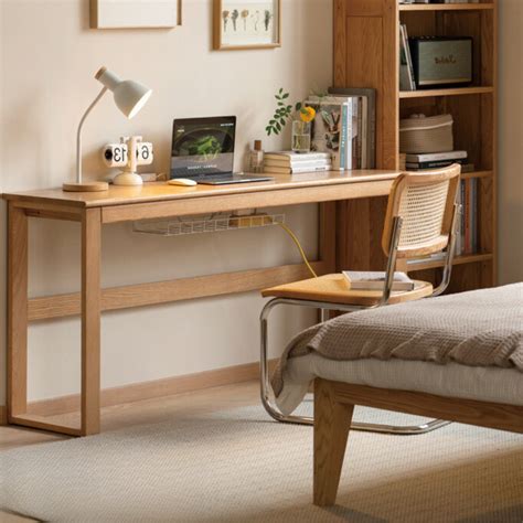 Solid Wood Desk Simple Wall Long Table Oak Work Table Household Large