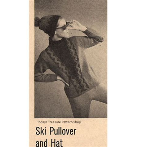 Misses Ski Pullover Sweater Hat Knitting Pdf Pattern