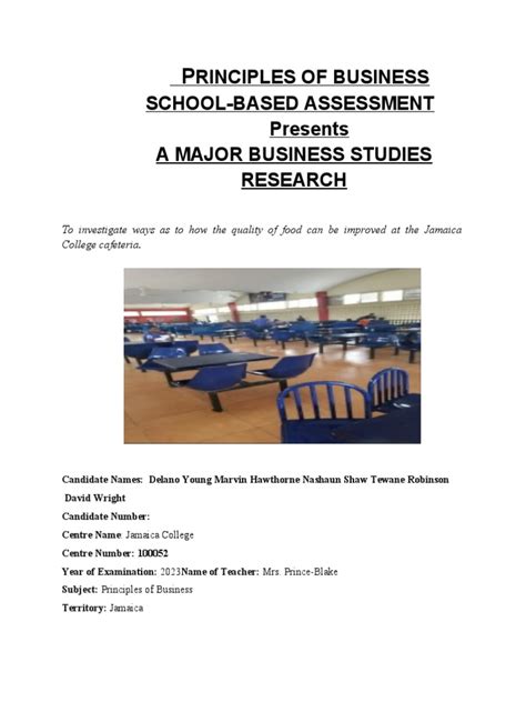 Principles Of Business Sba Pdf Cafeteria Lunch