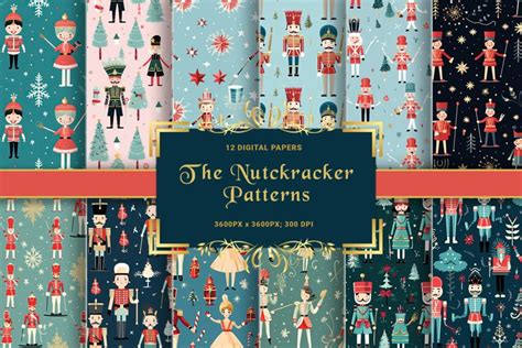 The Nutcracker Patterns Digital Papers Festive Holiday