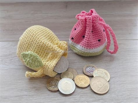 Coin Purse Crochet Patterns Watermelon And Lemon Design Mini Coin Bag