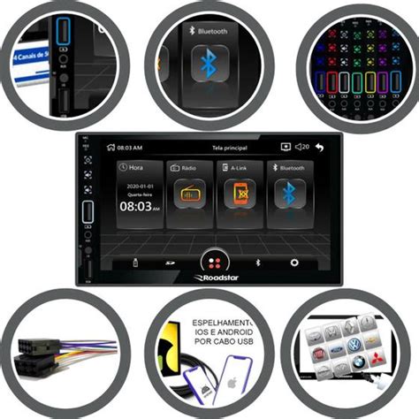 Central Multimídia Universal Mp5 Automotivo Bluetooth Espelhamento De