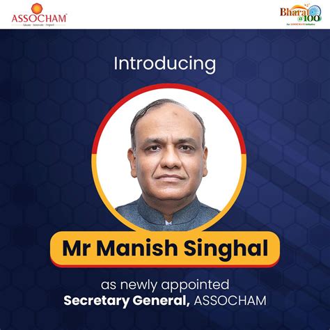 Congratulations Manish Singhal And Assocham The Associated Chambers Of Commerce And Industry Of