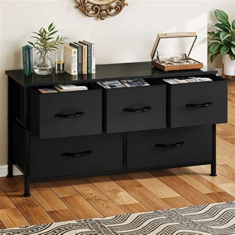 Uforic 5 Drawer Dresser For Fabric Wide Chest Of Drawers Nightstand
