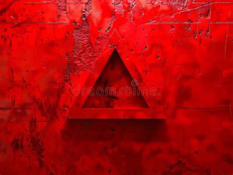 A Red Triangle On A Rusted Metal Wall Stock Image Image Of Coquelicot