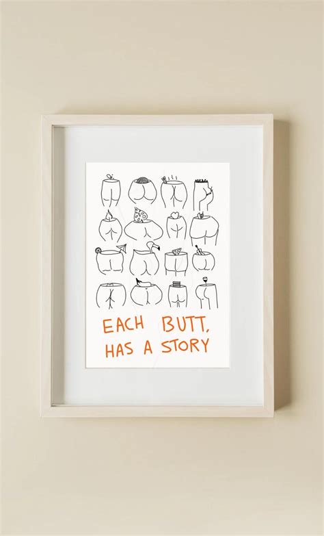 Butt Line Art Bathroom Art Butt Wall Art Decor Butt Art Painting