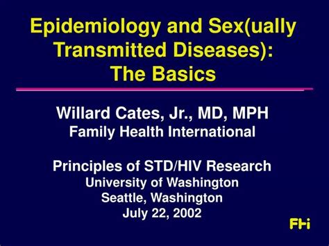 Ppt Epidemiology And Sex Ually Transmitted Diseases The Basics Powerpoint Presentation Id