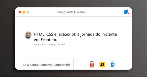 Html Css E Javascript A Jornada Do Iniciante Em Frontend