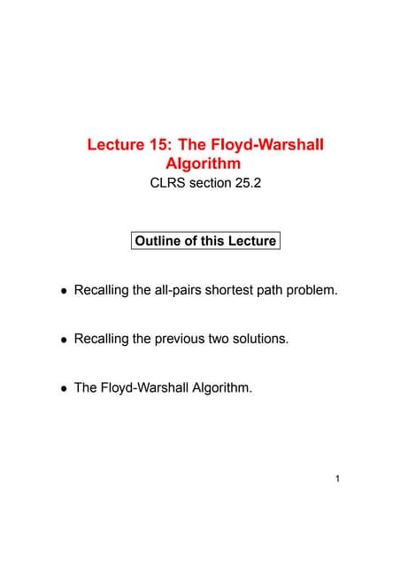 Floyd Warshall Algorithm Pdf