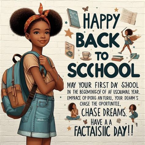 A Poster For Happy Back To School With A Girl On The Back Premium Ai