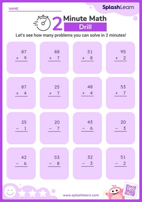 Add And Subtract Digit And Digit Numbers Vertical Timed Practice Worksheet
