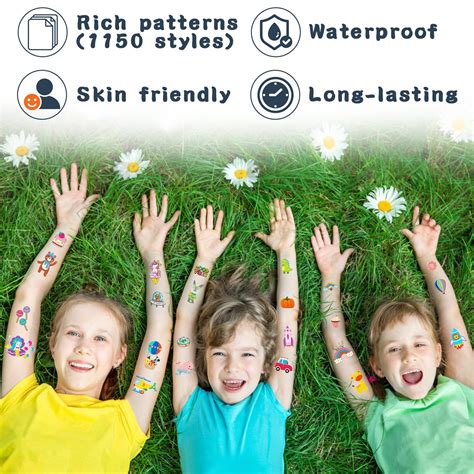 Partywind 100 Hojas 1150 Estilos Tatuajes Temporales Para Niños