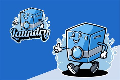 Premium Vector Washing Machine Laundry Service With Bubble Mascot