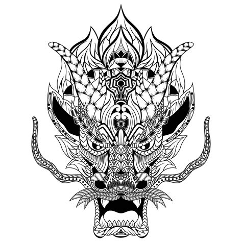 Dragon Head Line Art 11736565 Vector Art At Vecteezy