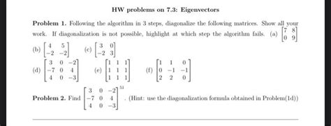 Solved Hw Problems On 73 Eigenvectors Problem 1 Following