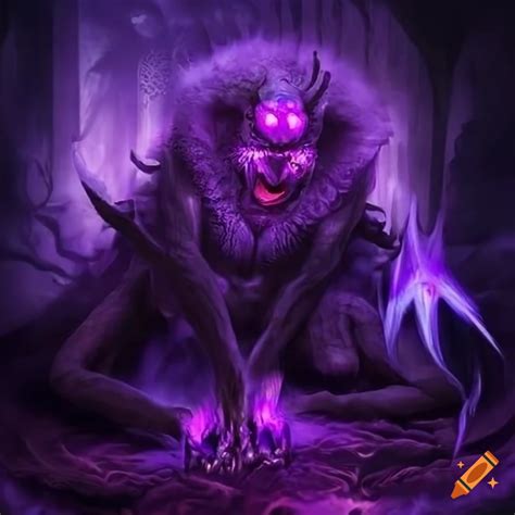 Fantastical Purple Demon With Glowing Eyes And Sharp Claws On Craiyon