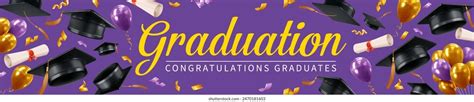 Congratulations Graduates Horizontal Long Banner Template Stock Vector
