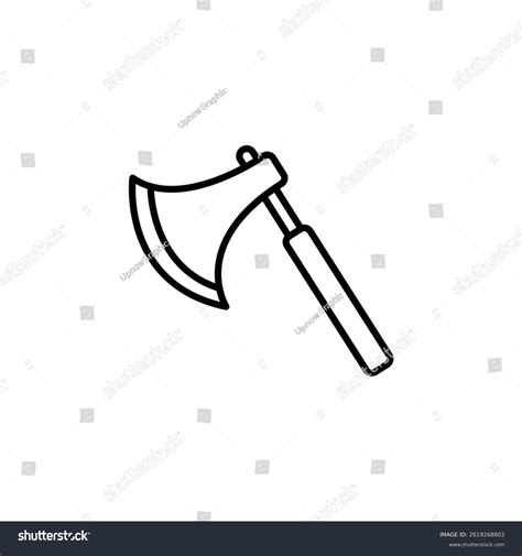 Stylized Outline Illustration Classic Axe Graphics Stock Vector