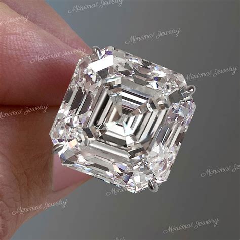 164ct Asscher Cut Moissanite Engagement Ring Celebrity Style Large