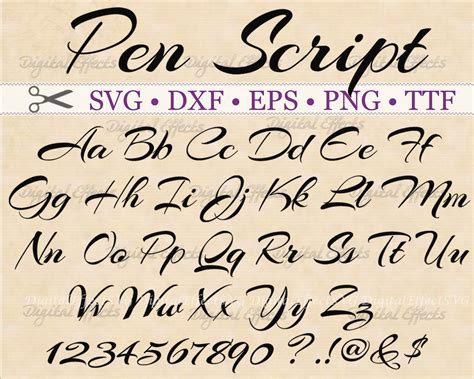 Pen Script Font Brush Font Script Calligraphy Font Monogram Svg Dxf