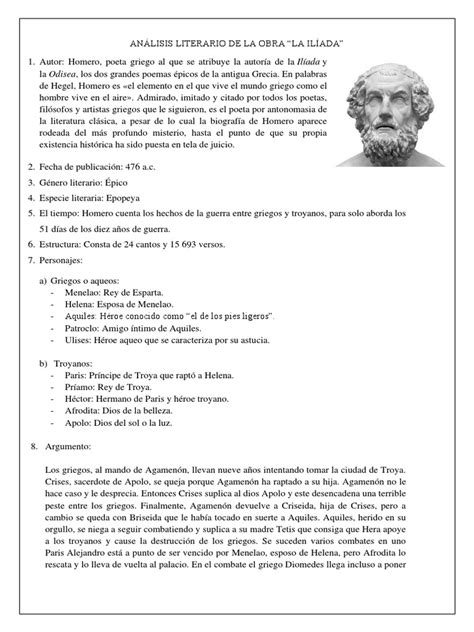Análisis Literario La Ilíada Pdf