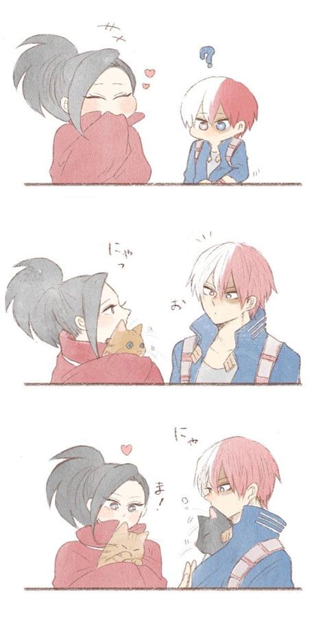 ️todoroki X Momo With Cats ️ Anime Chibi Hero Poster Boku No Hero