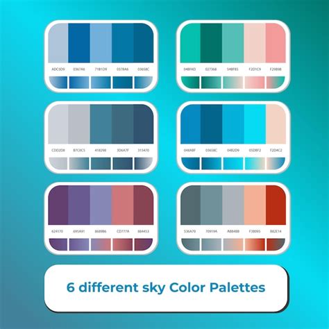 Premium Vector 6 Different Sky Color Palettes With Gradient Color