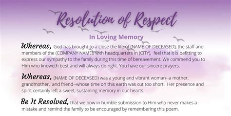 Examples Of Free Printable Funeral Resolutions You Can Use