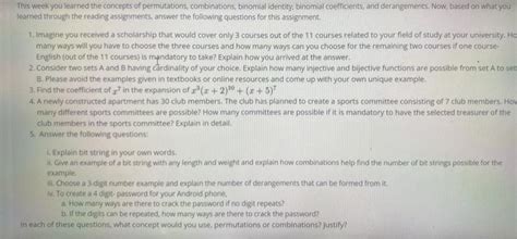 solved this week you learned the concepts of permutations