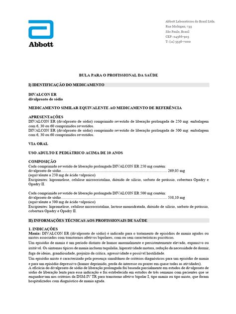 Divalcon Er Bula Profissional Vigente Pdf Enxaqueca Mania