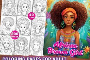 200 African Brown Girls Coloring Pages Graphic By Kdp Pro Design