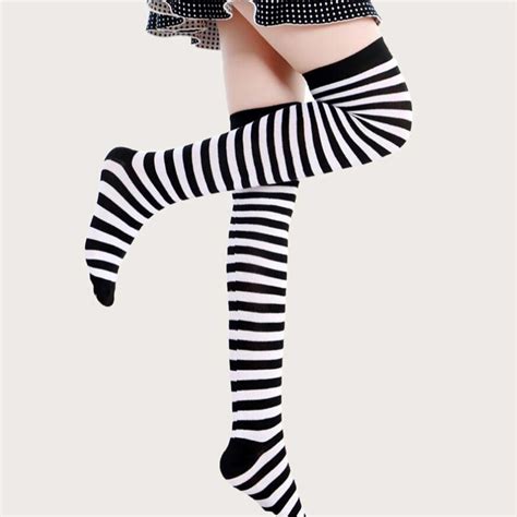 1 6 Pares De Medias A Rayas Para Mujer Calcetines Grandado